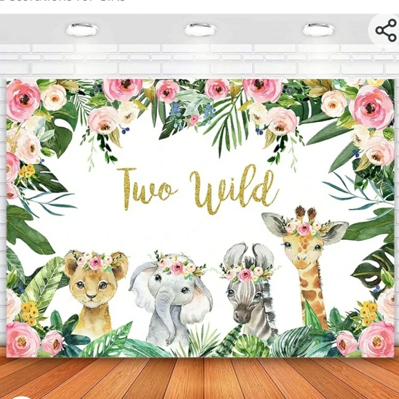 Other | Two Wildbackdrop Jungle Safari Animals 2nd Birthday Photo ...